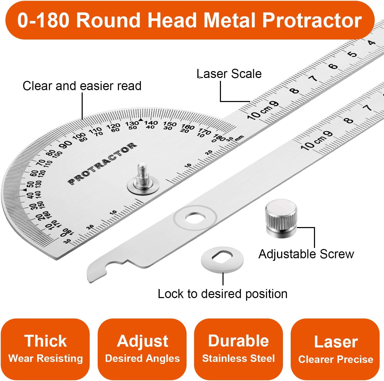 Angle Protractor Angle Finder Ruler Two Arm Stainless Steel Protractor ...