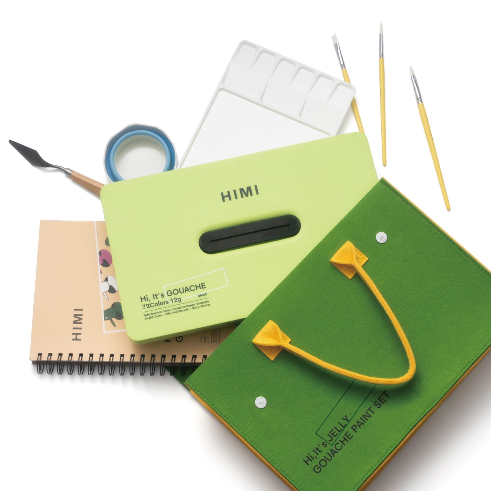 HIMI Gouache Paint Set, 80 Pcs Professional Art Supplies Set with 72 ...