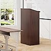 Tangkula Floor Standing Podium, Wooden Speaking Lectern Hostess Stand ...
