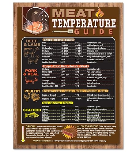 Meat Temperatures Guide -6"x8" Quick Reference Magnet for Grilling ...