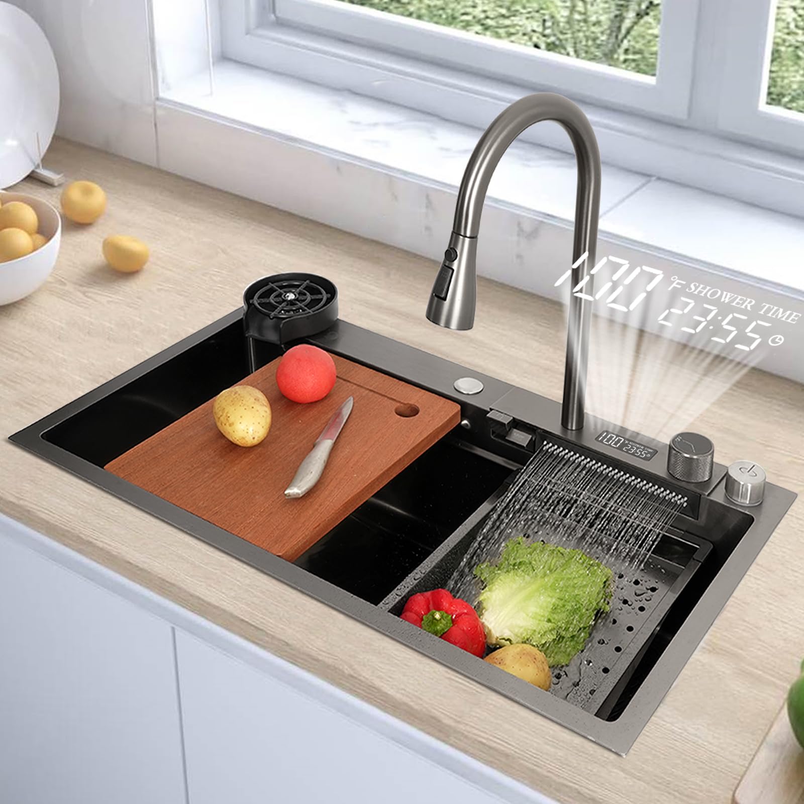 Mua Pehohe 32" x18" Waterfall Kitchen Sinks Combo 304 Stainless Steel ...