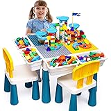 Amazon.com: Kids 6-in-1 Multi Activity Table with 381 Pieces Blocks - 100 Pcs Large Building ...