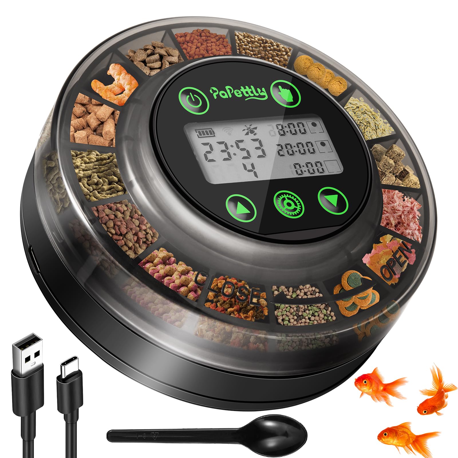 Papettly Automatic Fish Feeder for Aquarium - Auto Fish Food Dispenser ...