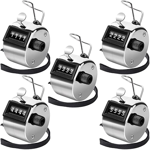 PETKNOWS Metallic Handheld Mechanical Counter Clicker, 5 Pcs 4-Digital ...