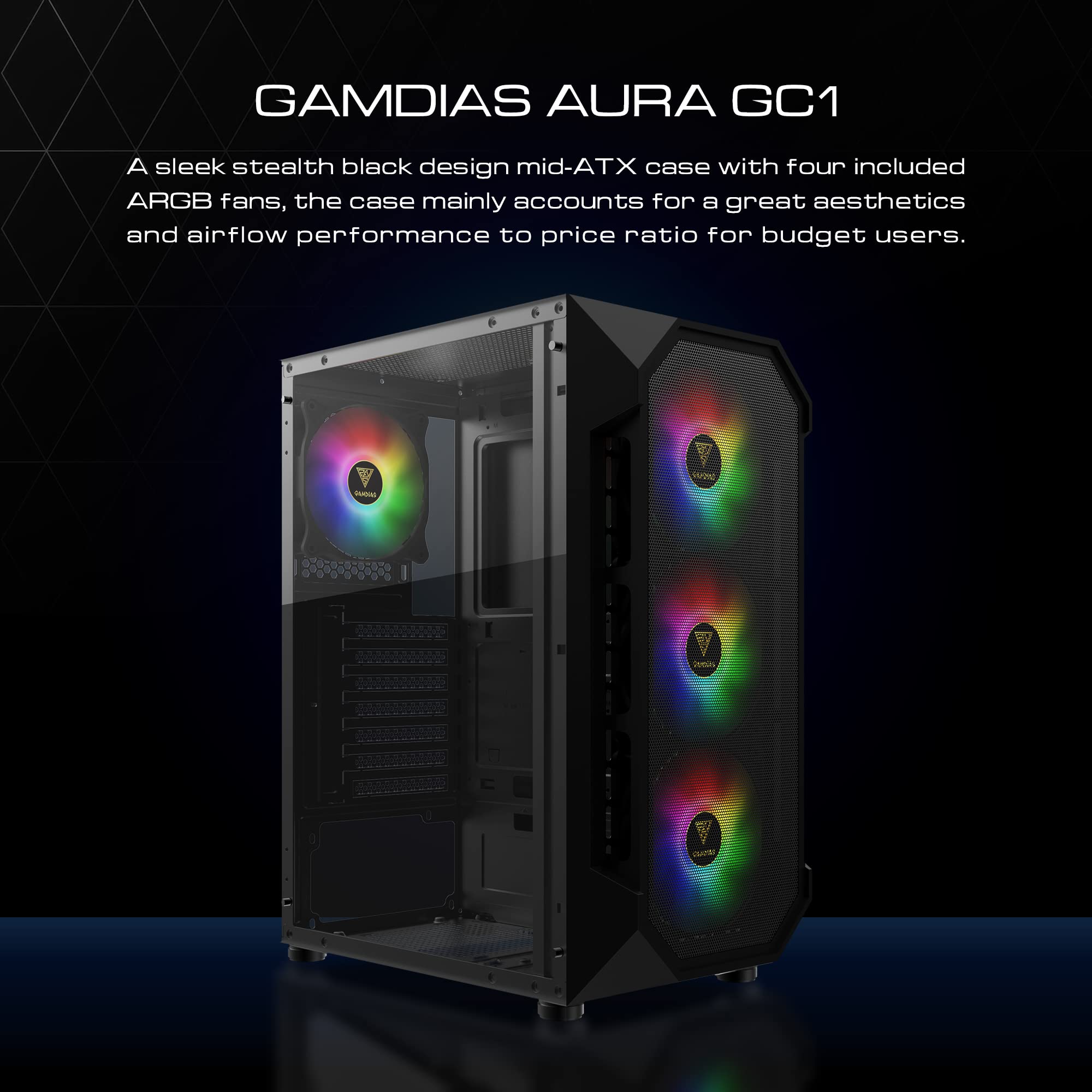 Mua GAMDIAS AURA PC Case, ATX Gaming Mid Tower, Tool-Free Tempered ...