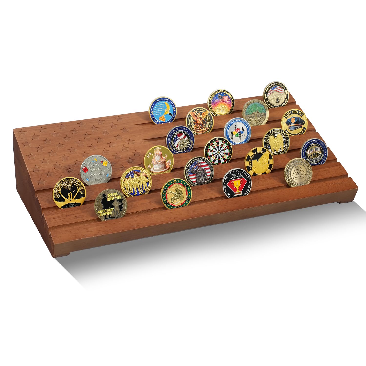 ASmilelndeep Challenge Coin Display Case Holder Holds 40 Coins, 6 Rows ...