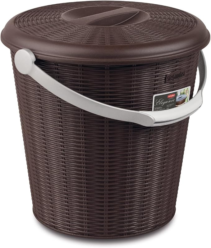 Stefanplast Elegance Eimer mit Deckel, Braun, 30 x 30 x 28.5 cm: Amazon ...