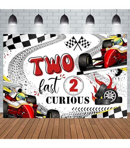 MEHOFOND 7x5ft Race Car 2nd Birthday Backdrop Two Fast Red Race Car ...