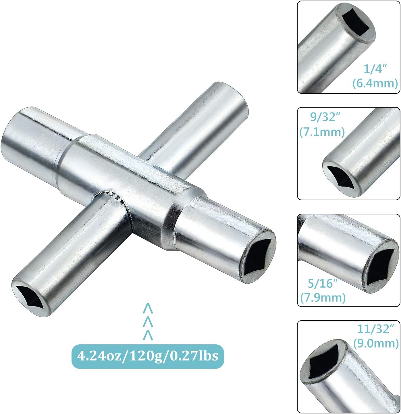 Hand Tools 4 Way Sillcock Key Plated Steel Water Keys with 4 Way ...