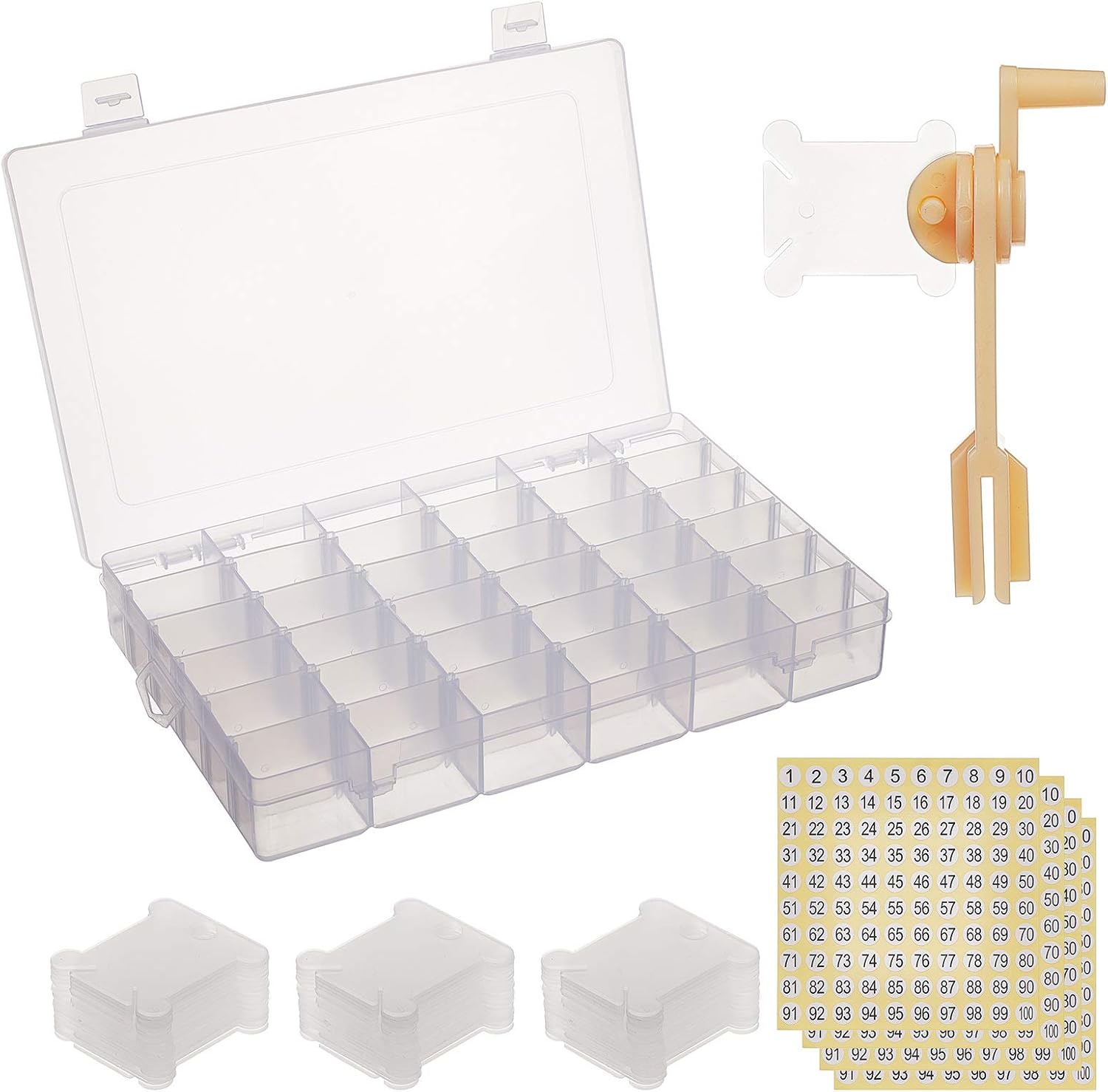 GORGECRAFT Embroidery Floss Organizer Box with 100 Pieces Floss Bobbins ...