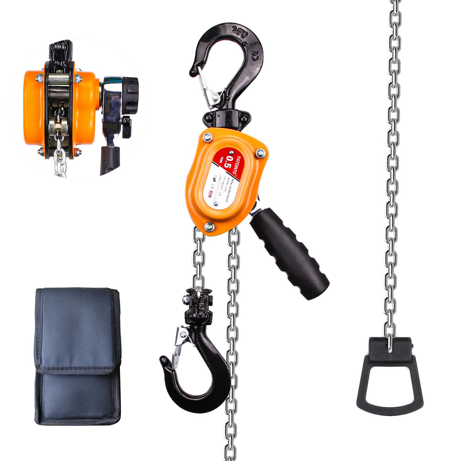 YATOINTO Mini Lever Block Chain Hoist 1/2 Ton 1100lbs Manual Chain ...