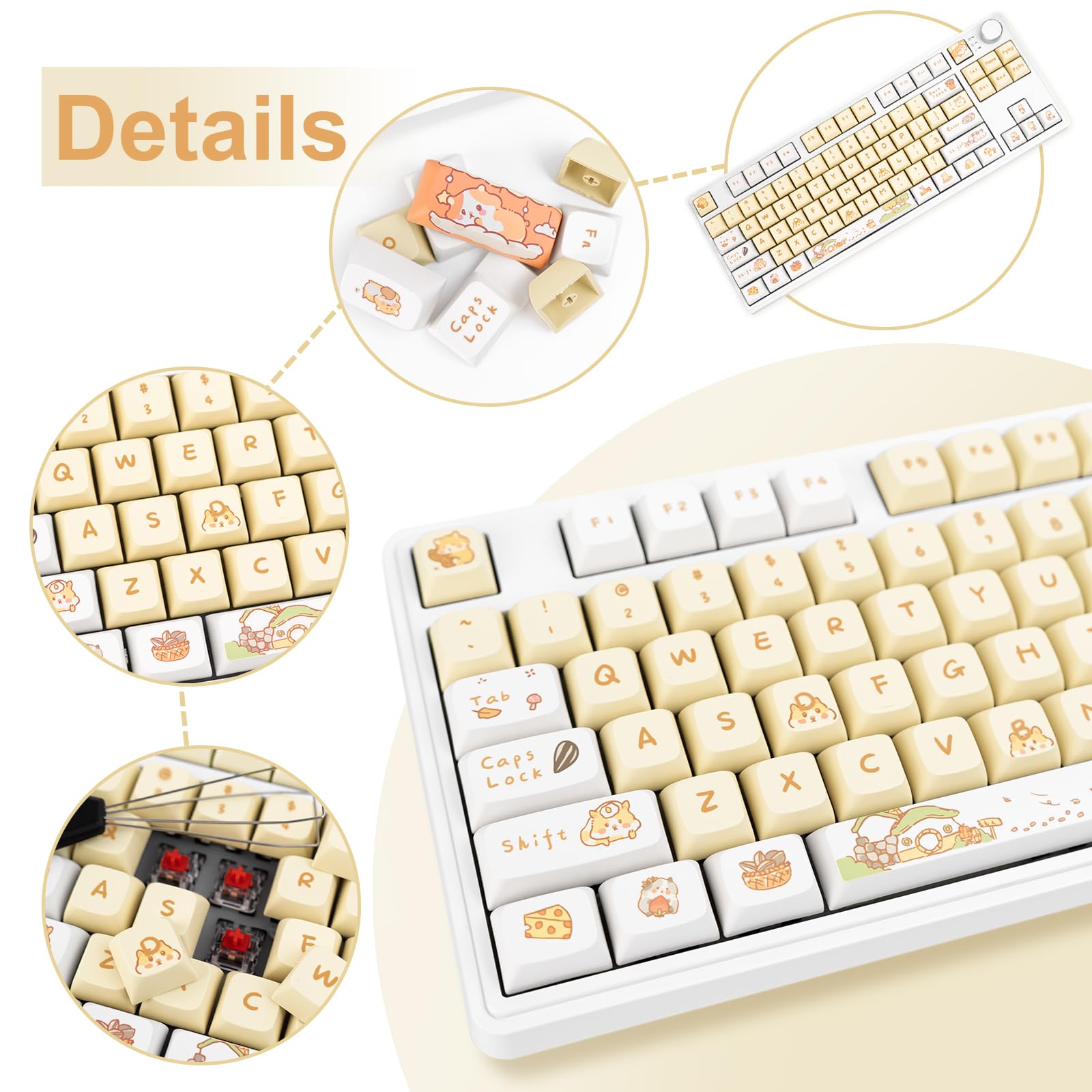 Mua JOLINTAL 131-Key Creamy Yellow PBT Keycaps Set, Dye-Sub XDA Profile ...