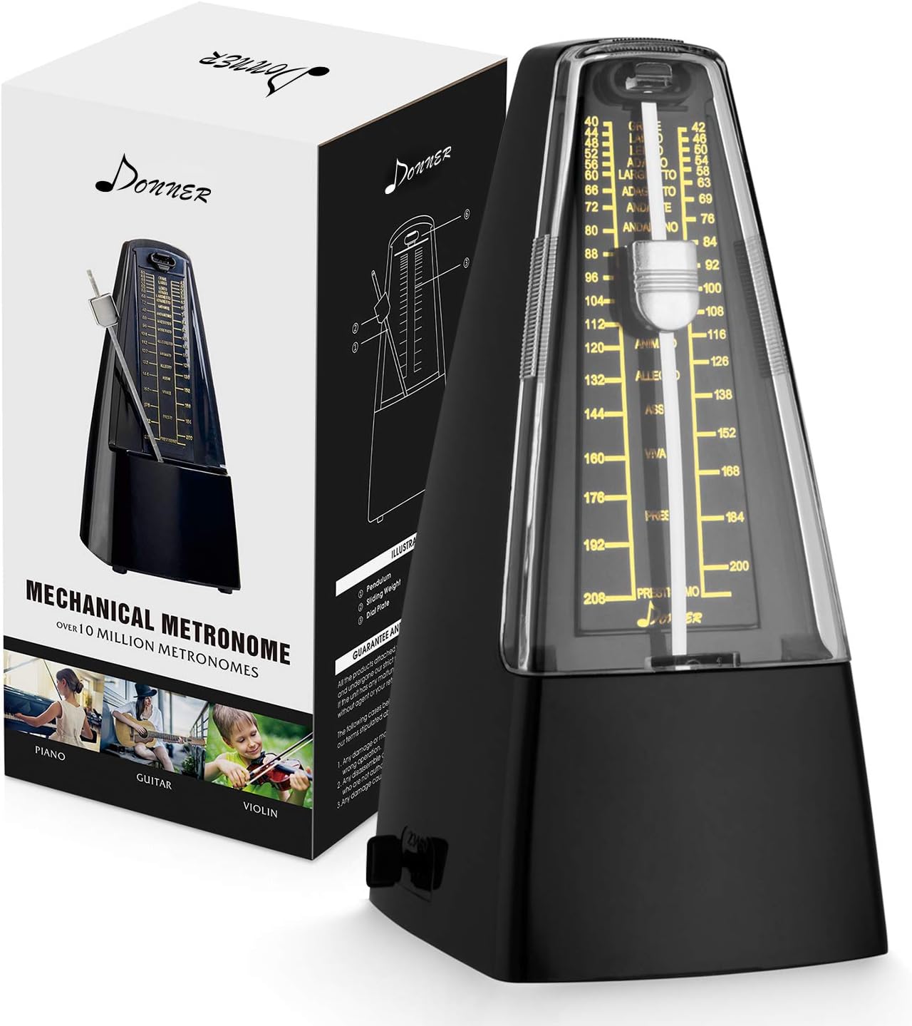 Donner DPM-1 Mechanical Metronome Black For Drum, Piano, Violin and ...