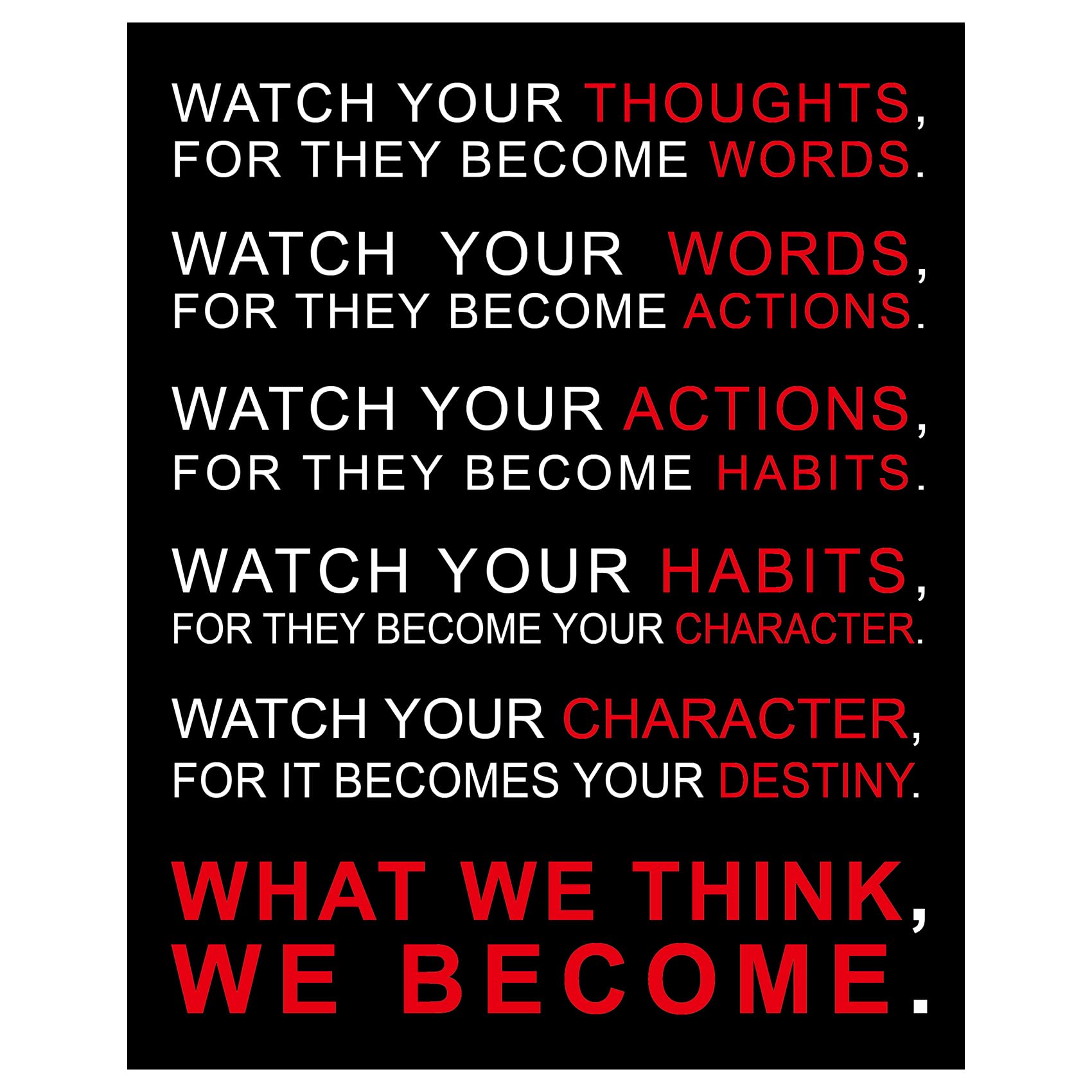 Watch Your Thoughts Wall Art Poster Motivational Wall Decor Office ...