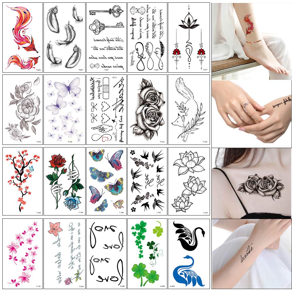 Amazon.com : Temporary Tattoo Stickers for Women Girl Body Hand Neck ...
