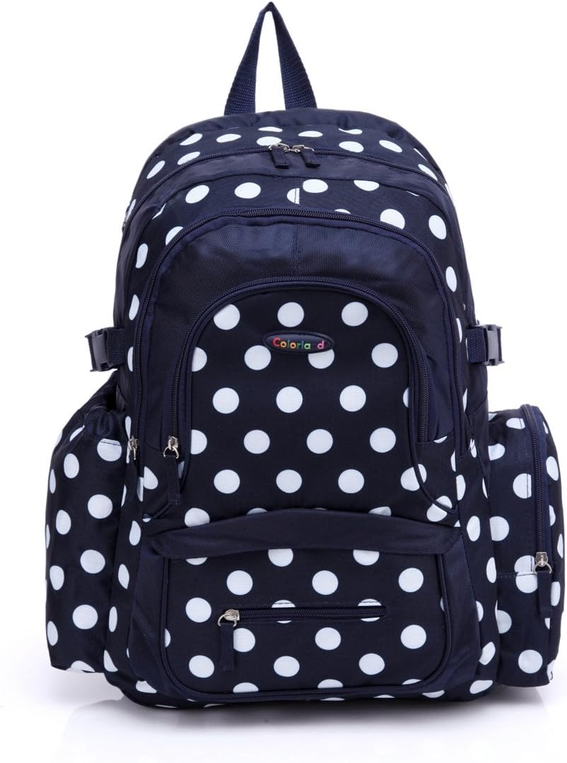 COLORLAND Abbey Ergo Baby Changing Backpack, Navy Polka Dots – BigaMart