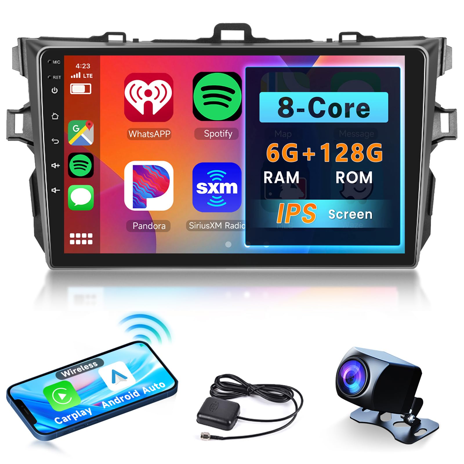 8Core 6G+128G Car Radio Carplay for Toyota Corolla 2009-2013, Rimoody ...