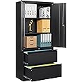 Amazon.com: SISESOL 2 Drawer Lateral File Cabinet with Lock and Shelf,71" Black Filing Storage ...