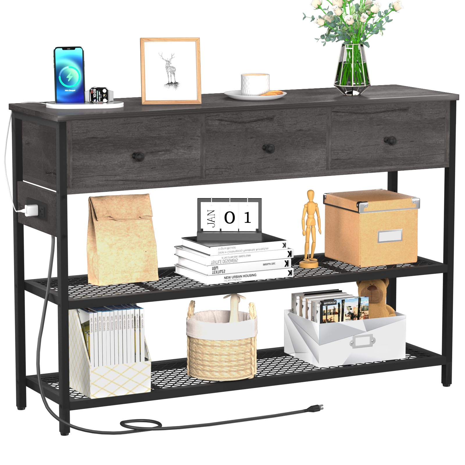 Yoobure Console Table with 3 Drawers, 47" Entryway Table with Storage ...