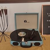 1byone Belt-Drive 3-Speed Portable Vinyl Turntable with: Amazon.co.uk ...
