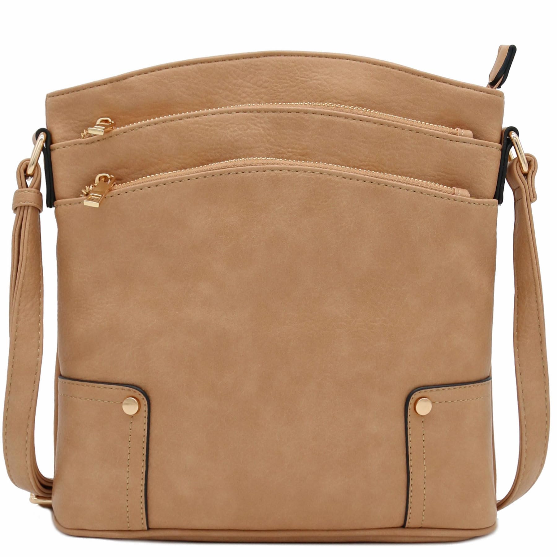ALYSSA Triple Zip Pocket Large Crossbody Bag (Light Tan) for sale ...