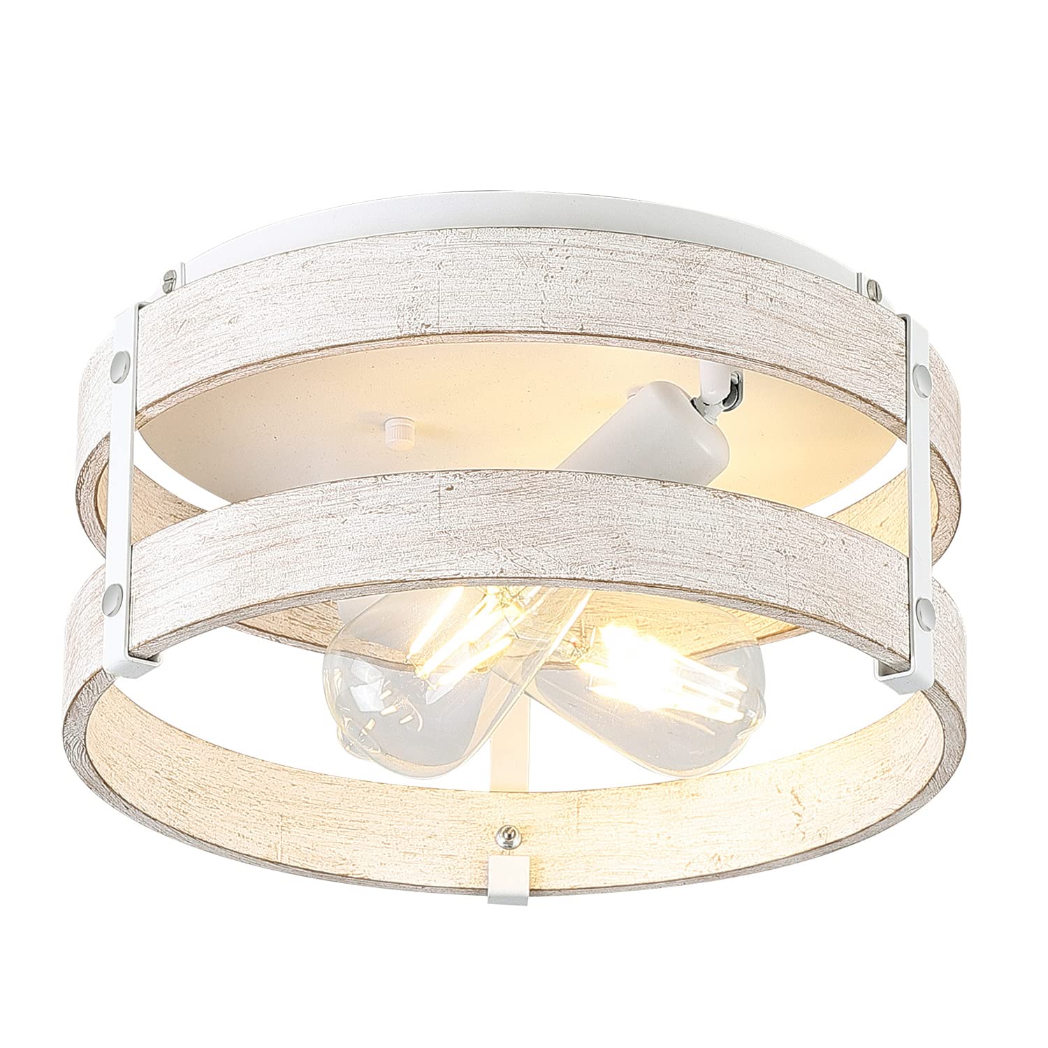Modern Farmhouse ?Antique White Distressed Flush Mount Light Fixture 2 ...
