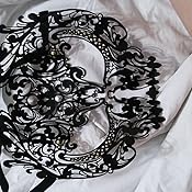 Amazon.com: Men Devil Skull Laser Cut Venetian Masquerade Mask with Red ...