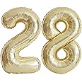 Amazon.com: 28 Balloon Number, 40 Inch Champagne Gold Foil Balloons ...