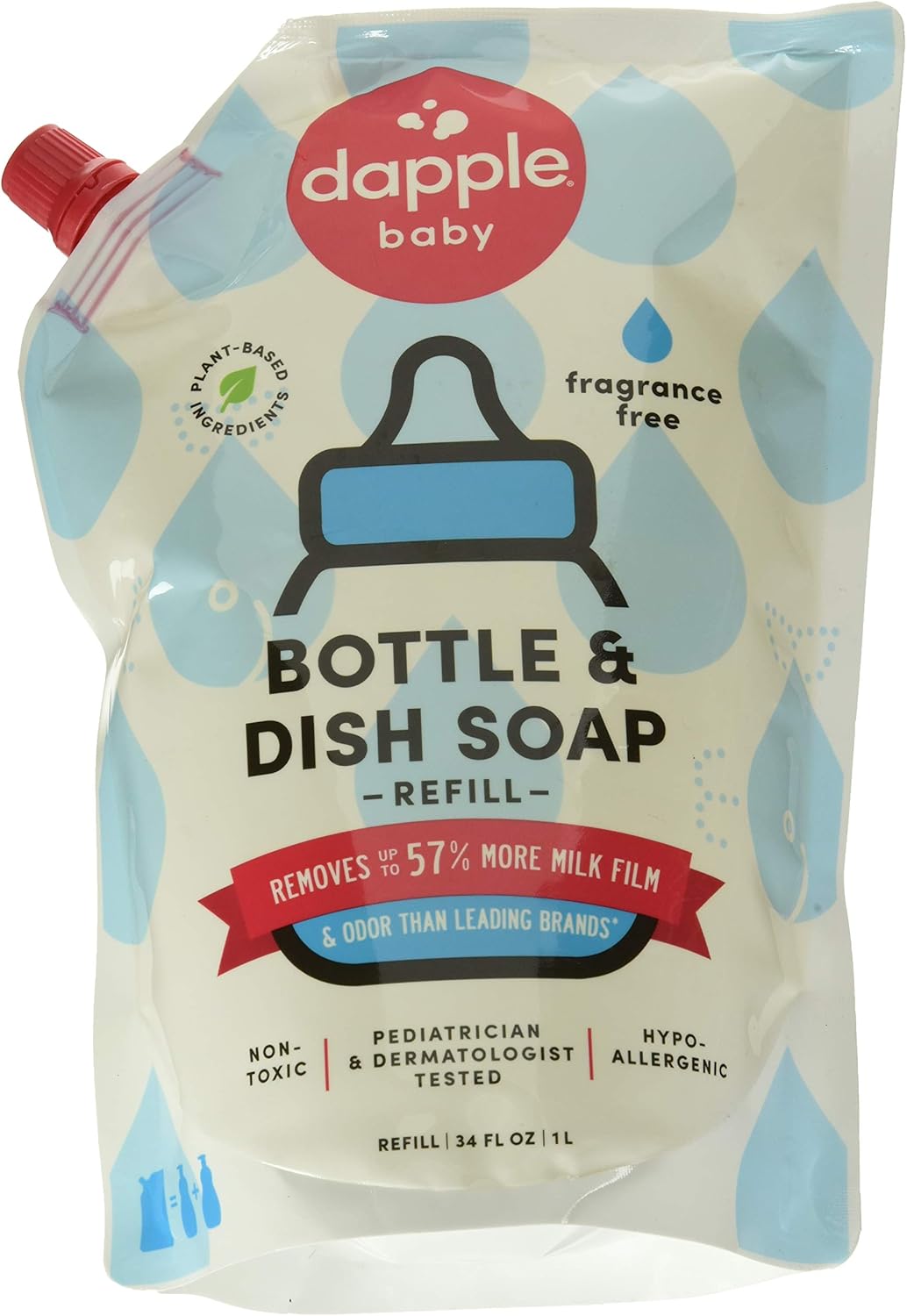 Dapple Baby Bottle & Dish Soap, Fragrance Free, Refill Size, 34 fl.Oz ...