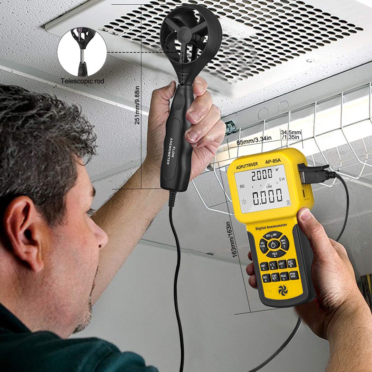 Mua Pro HVAC Anemometer Handheld CFM Meter Wind Speed Meter with ...