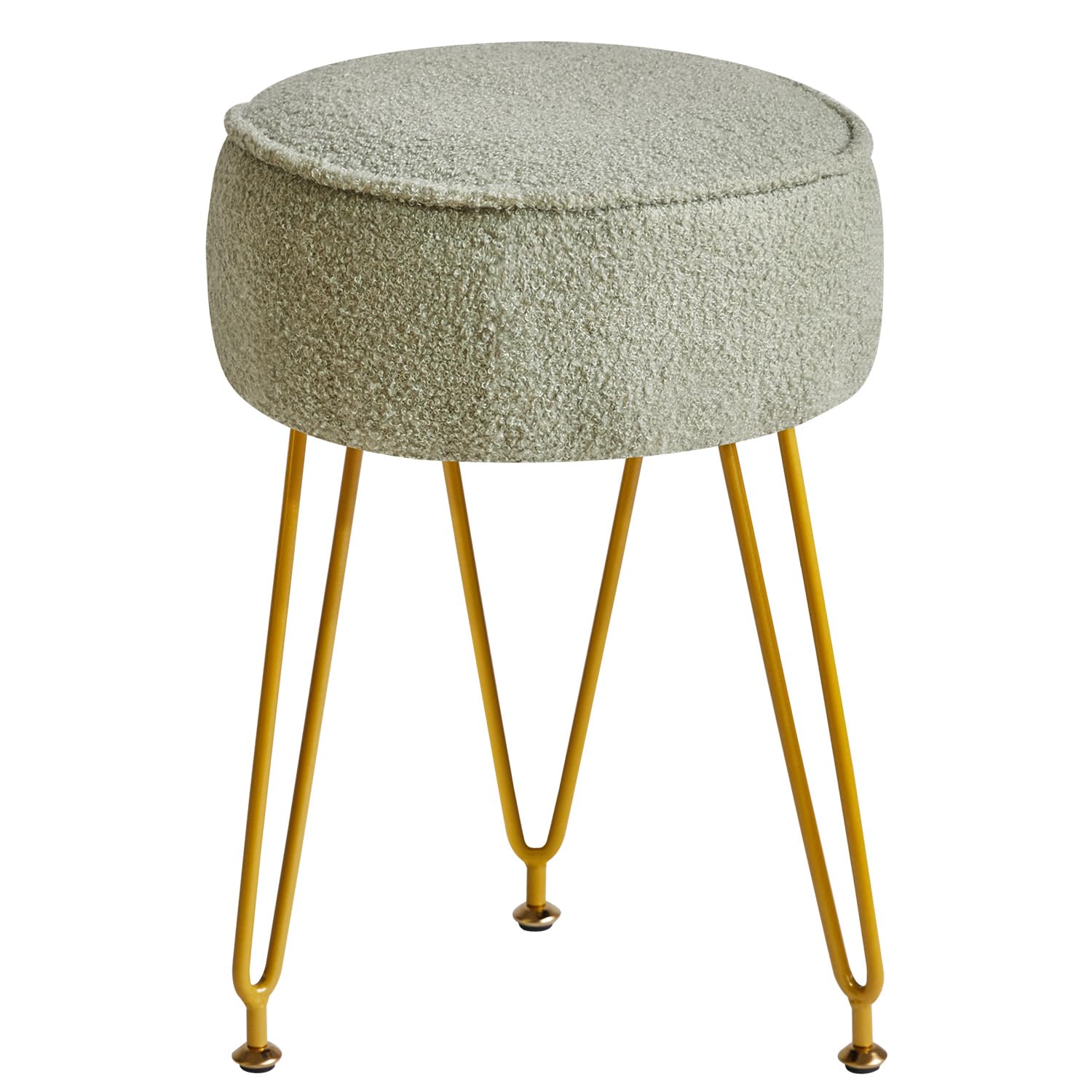 IBUYKE Teddy Velvet Round Footrest Stool Ottoman, Makeup Vanity Stool ...