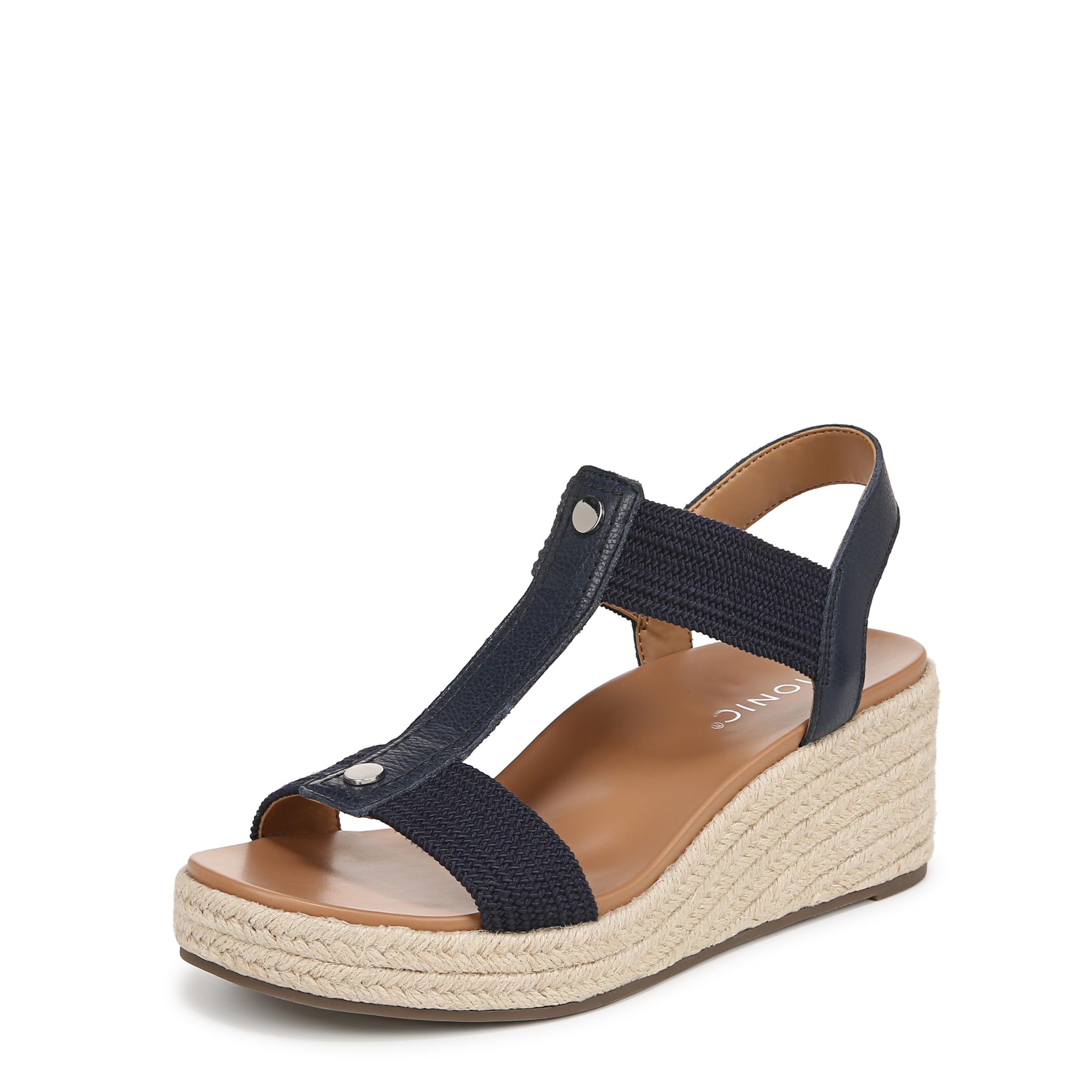 VIONIC Women's Calera Ankle Straps Heeled Sandal, Navy Leather, 7 for ...