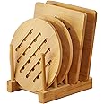Amazon.com: GHWIE Bamboo Trivet with Stand -Heat Resistant Pot Holders ...