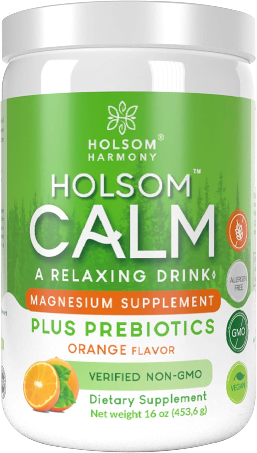 Calm Magnesium Powder, Anti Stress Supplement with Prebiotics (Orange ...