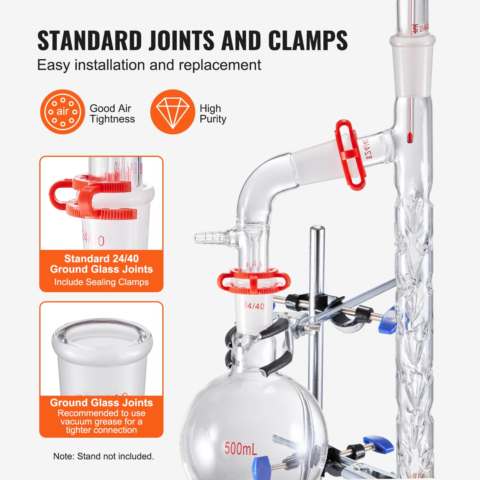 VEVOR Laboratory Distillation Set, 3.3 Borosilicate Glass Equipment ...