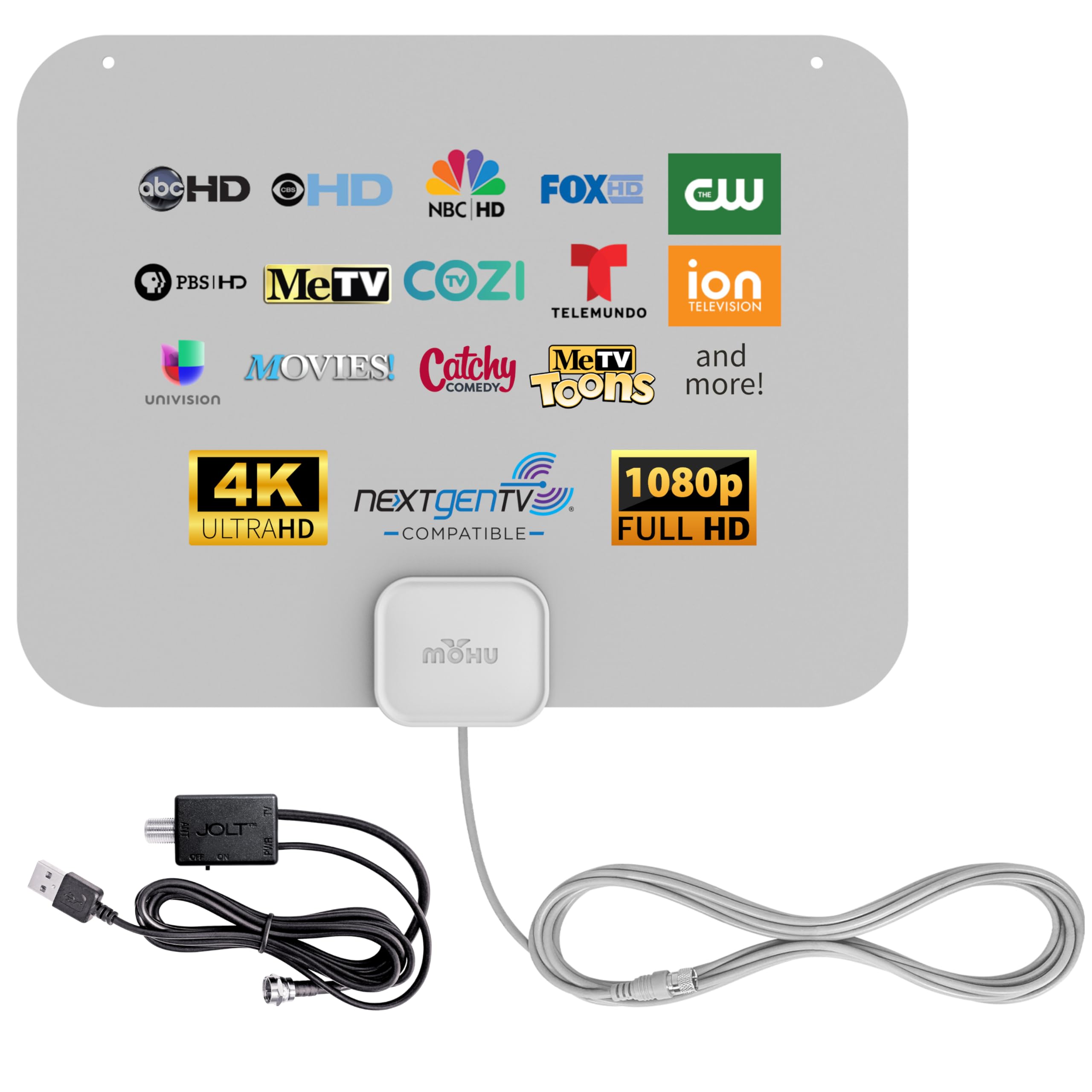 Mohu Leaf Amplified – Ultra-Thin Indoor TV Antenna, 60-Mile Range, Jolt ...