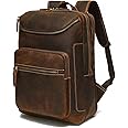 Amazon.com: LANNSYNE Vintage Genuine Leather 16" Laptop Backpack For ...