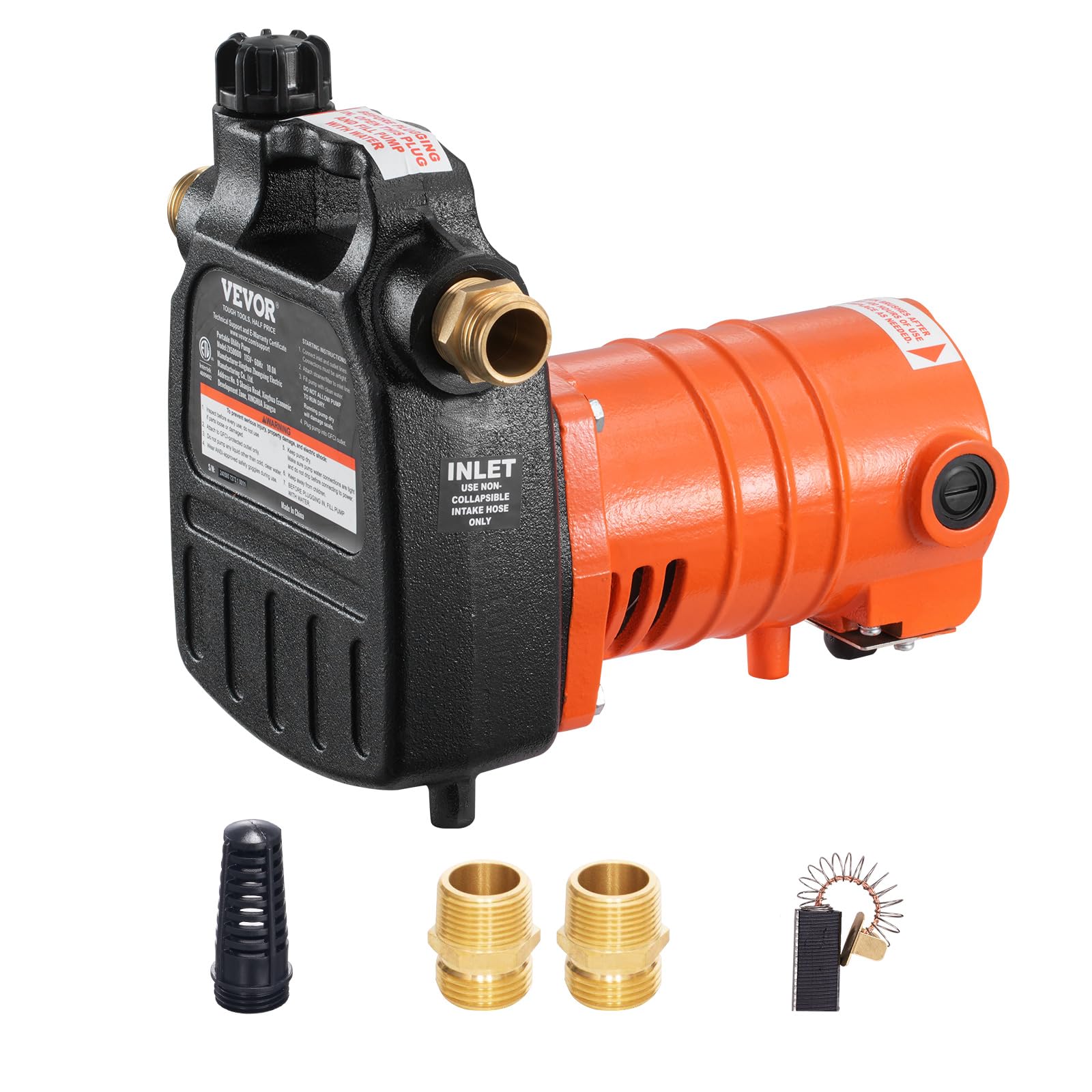 VEVOR Cast Iron Water Transfer Pump, 115V AC 1600 GPH 1/2HP, Portable ...