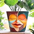 Amazon.com: GUGUGO 8 Inch Abstract Rainbow Head Planter, Unique Face Plant Pot with Drainage ...