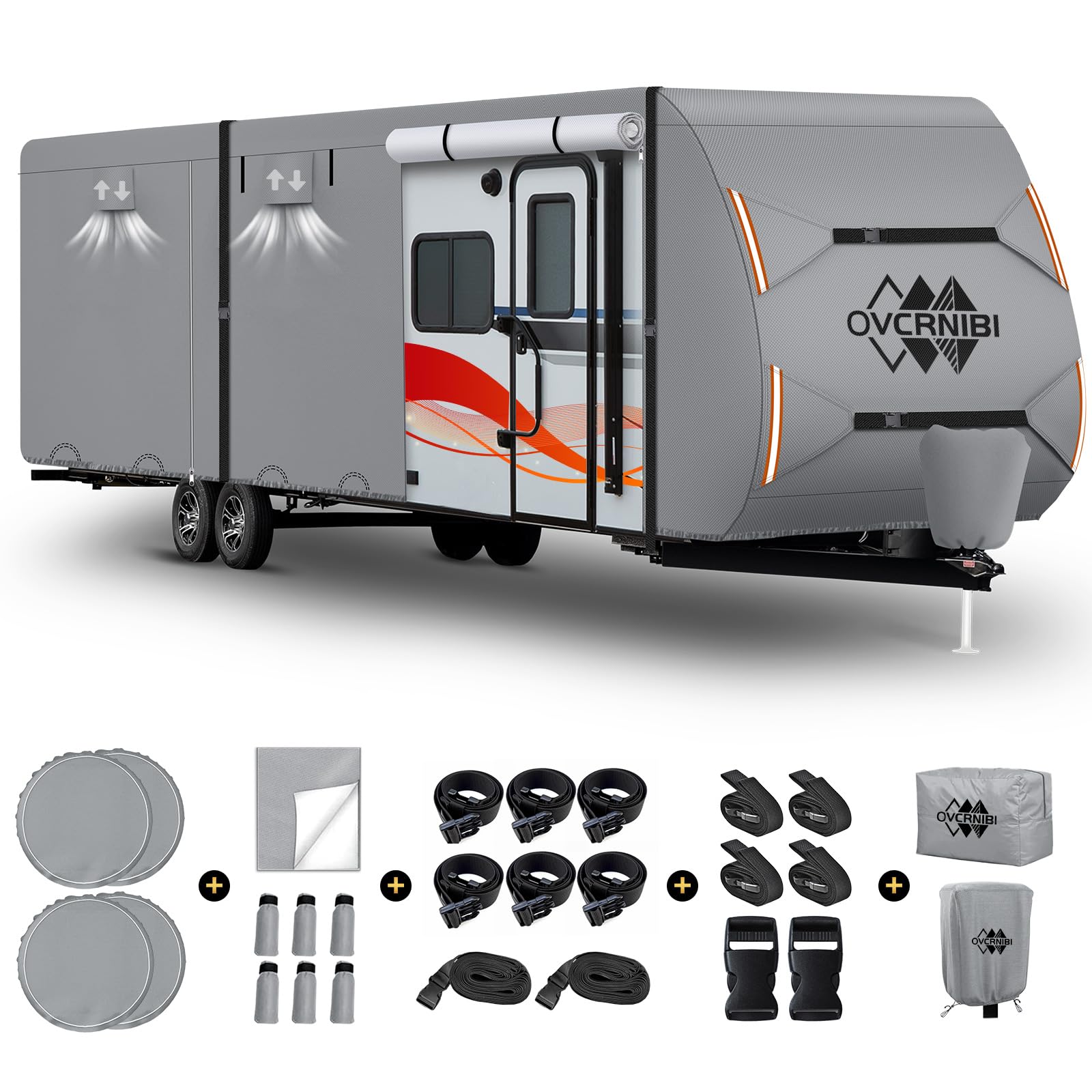 OVCRNIBI Upgrade 7 Layers RV Cover 20-22 FT,Heavy Duty Travel Trailer RV Cover,Waterproof and ...