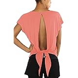 icyzone Open Back Workout Top Shirts - Yoga t-Shirts Activewear ...