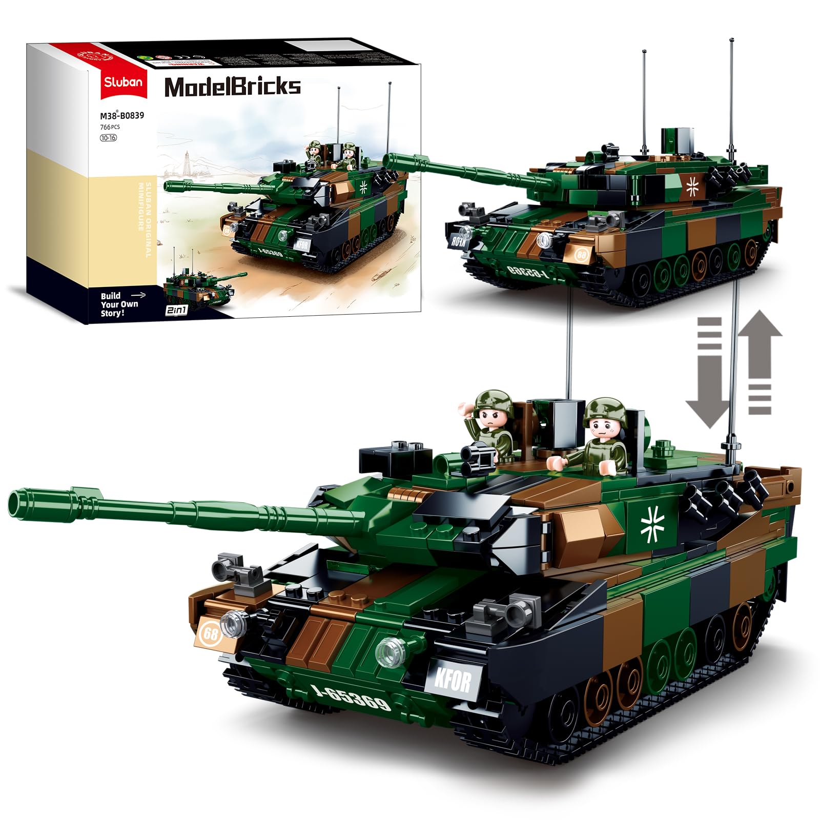 WW2 Army Tank, Inspired Leopard 2A5 2A4 Main Battle Tank Brick, 2 in 1 ...