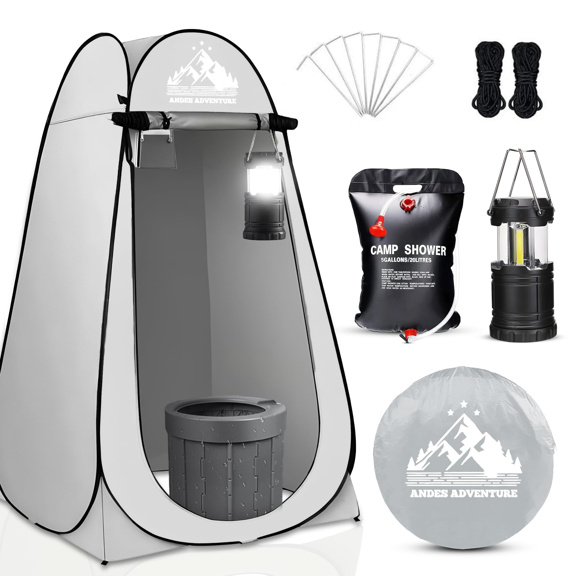 Portable Camping Shower and Toilet Privacy Tent, Easy Setup Pop-up with ...