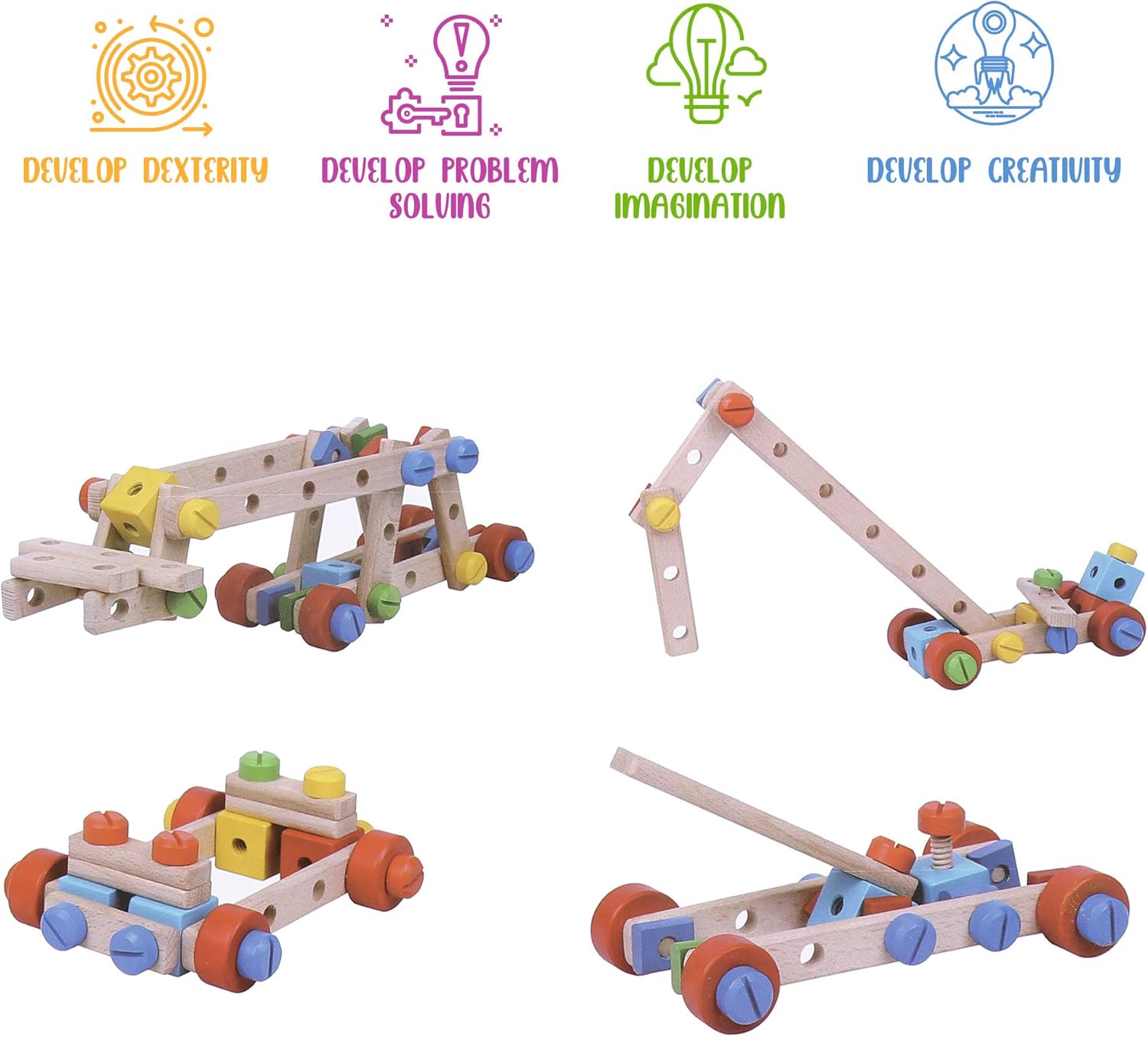 Boxiki kids Wooden Construction Kit | Building Blocks | Building Tool ...