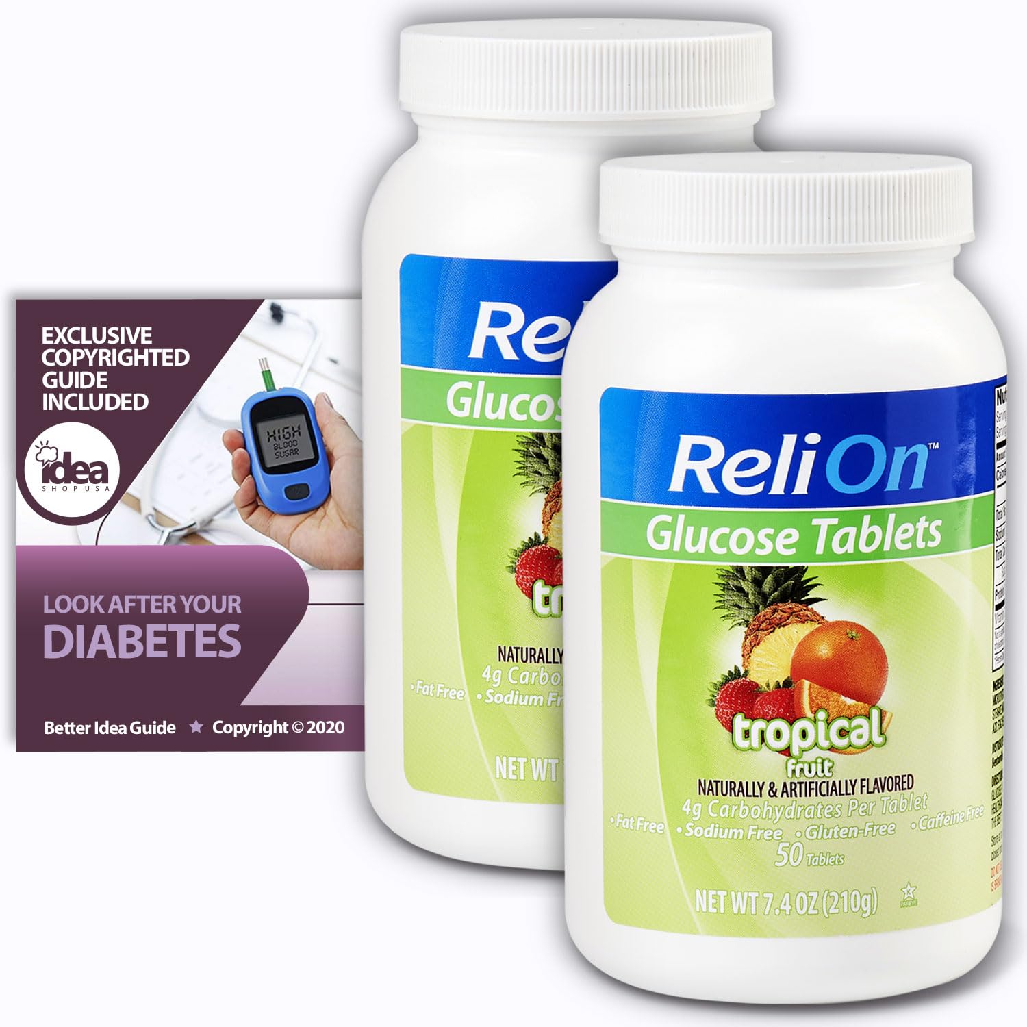 Mua ReliOn Tropical Fruit Glucose Tabs (2 Pack 100ct) + "Diabetes ...