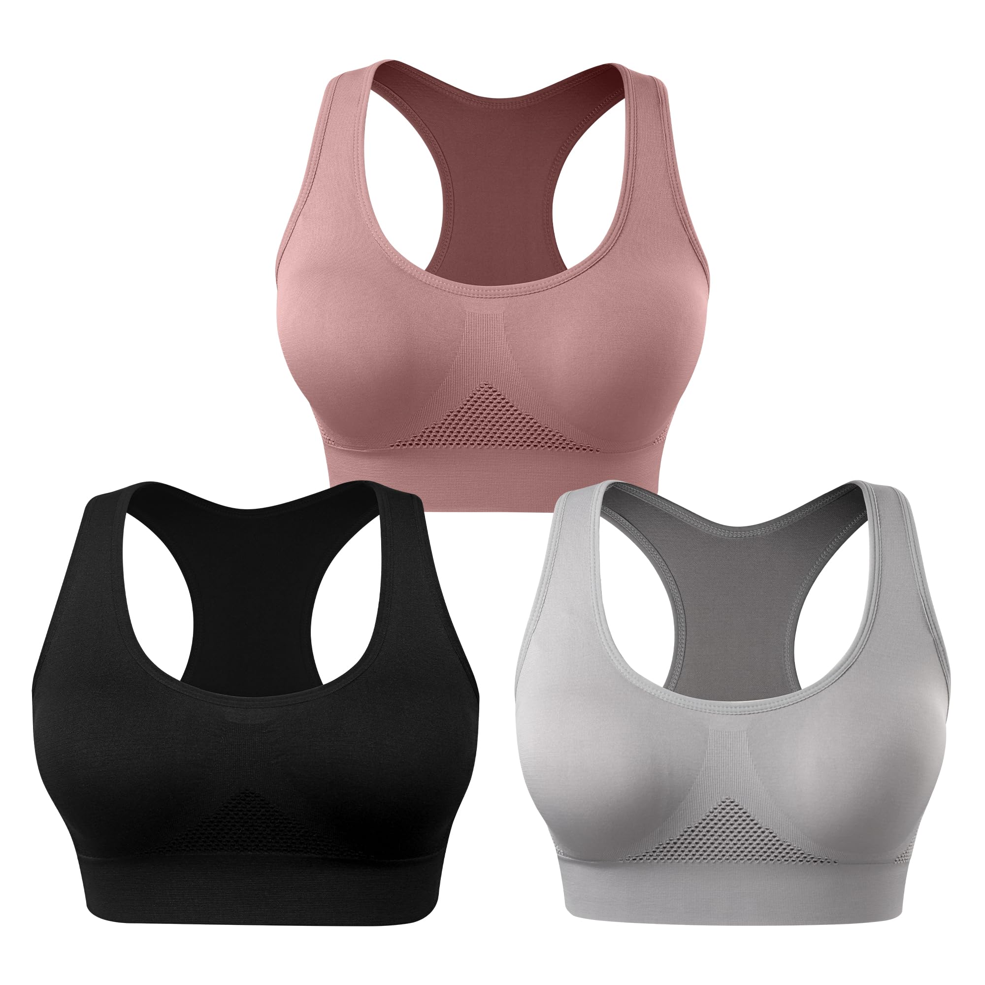 WANAYOU Racerback Sports Bra for Women Comfortable Sleep Bra Seamless ...