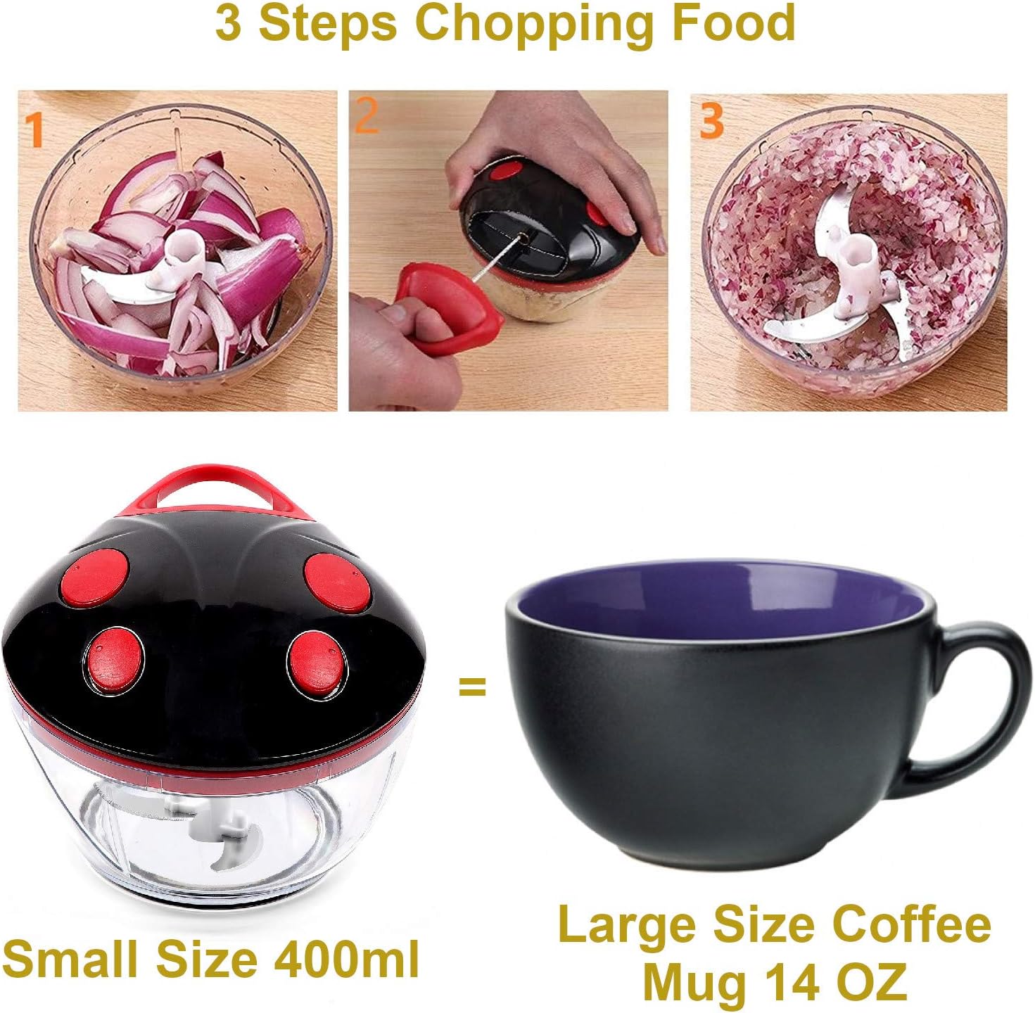 Manual Pull String Food Chopper Processor Blender Mixer 600ml (400/600 ...