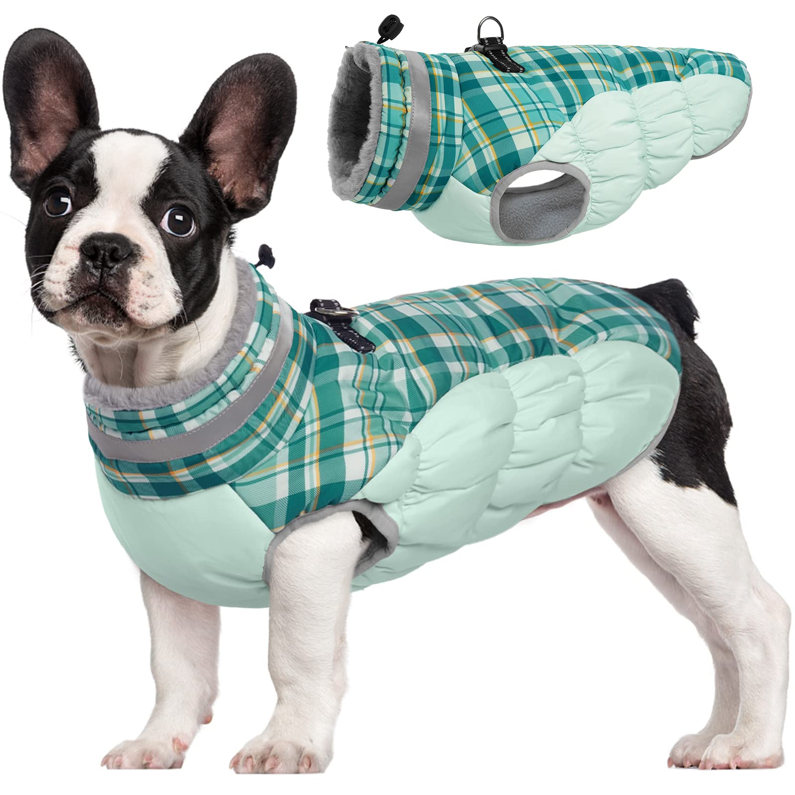 FUAMEY Dog Winter Coat,Dog Jackets with Harness Built in Dog Cold ...