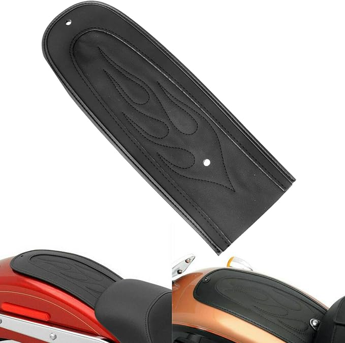 Amazon.com: Black PU Leather Flame Rear Fender Bib For Solo Seat For ...