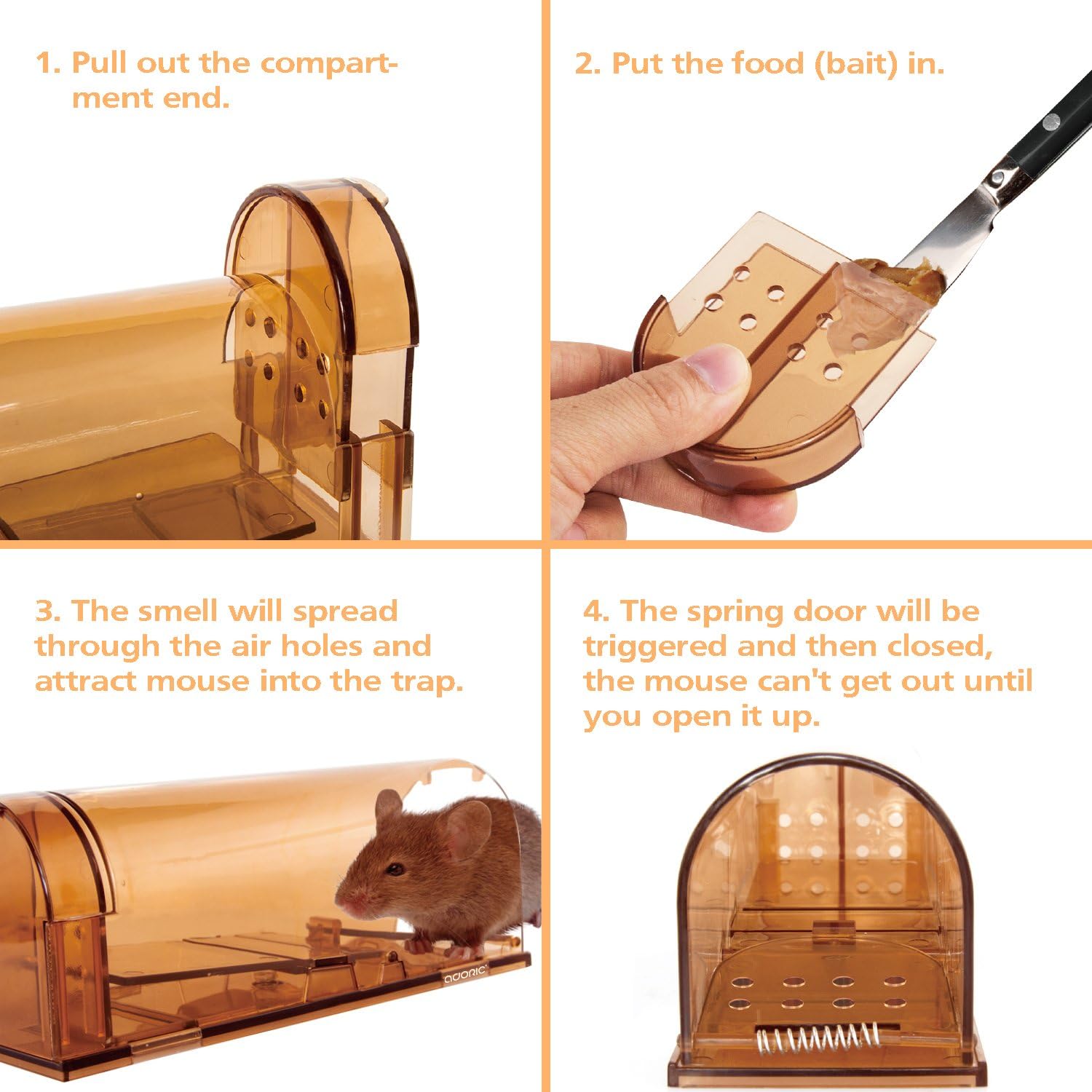 Adoric Mouse Trap Humane Rat Trap, Mouse Traps 2 Pack No Kill Humane ...